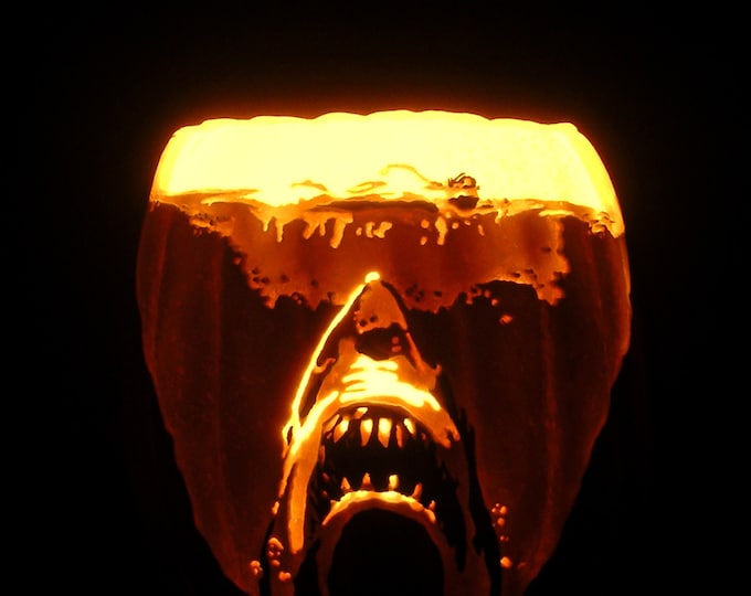 JAWS Poster Art hand-carved Foam Pumpkin 12 - Etsy