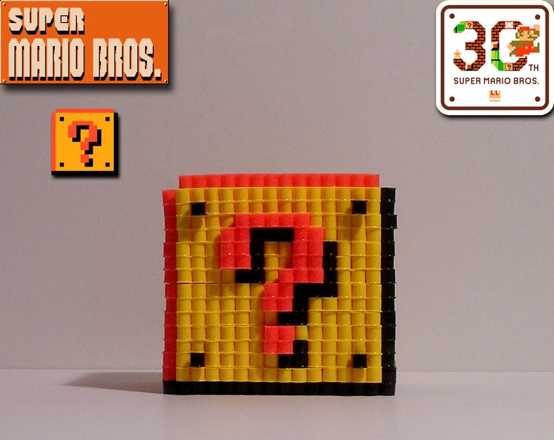SUPER MARIO BROS. 3D Question Mark Block pixel Bead Figure | Etsy