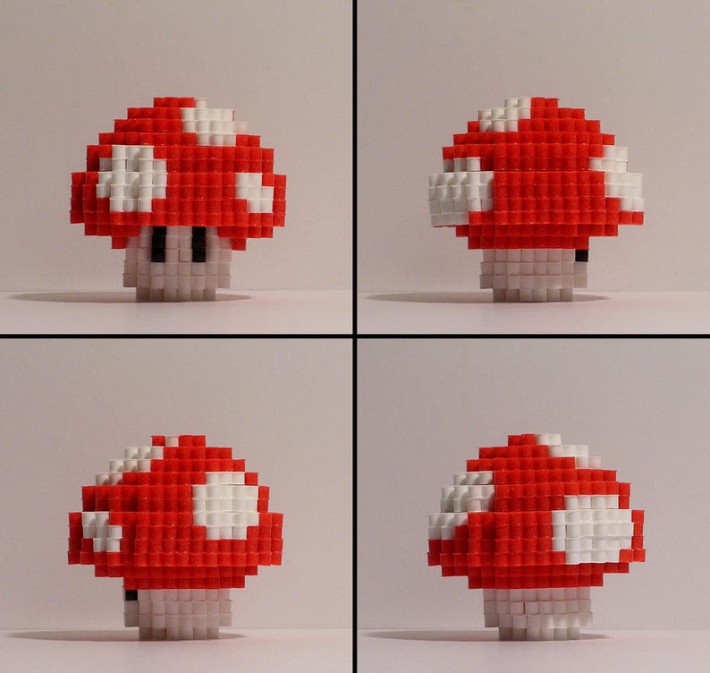 SUPER MARIO BROS. 3D Face Mushroom Pixel Bead Figure | Etsy