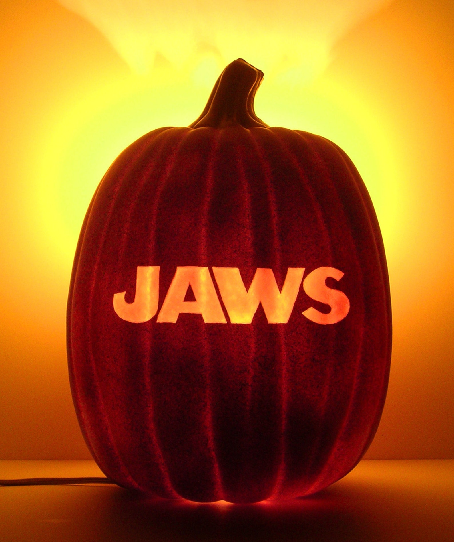 JAWS Poster Art Hand-Carved Foam Pumpkin 12 | Etsy