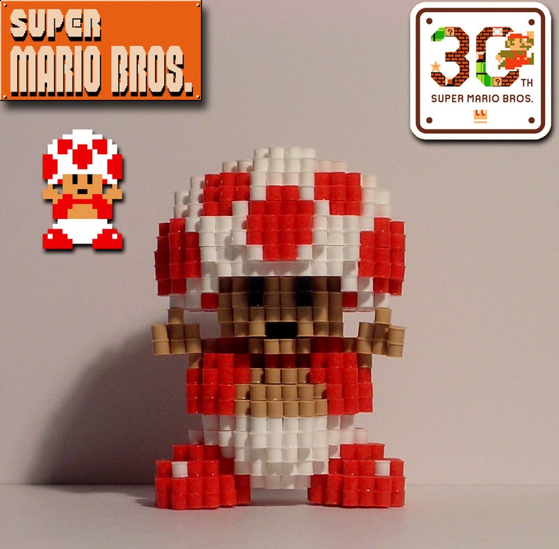 SUPER MARIO BROS. 3D Toad Pixel Bead Figure | Etsy