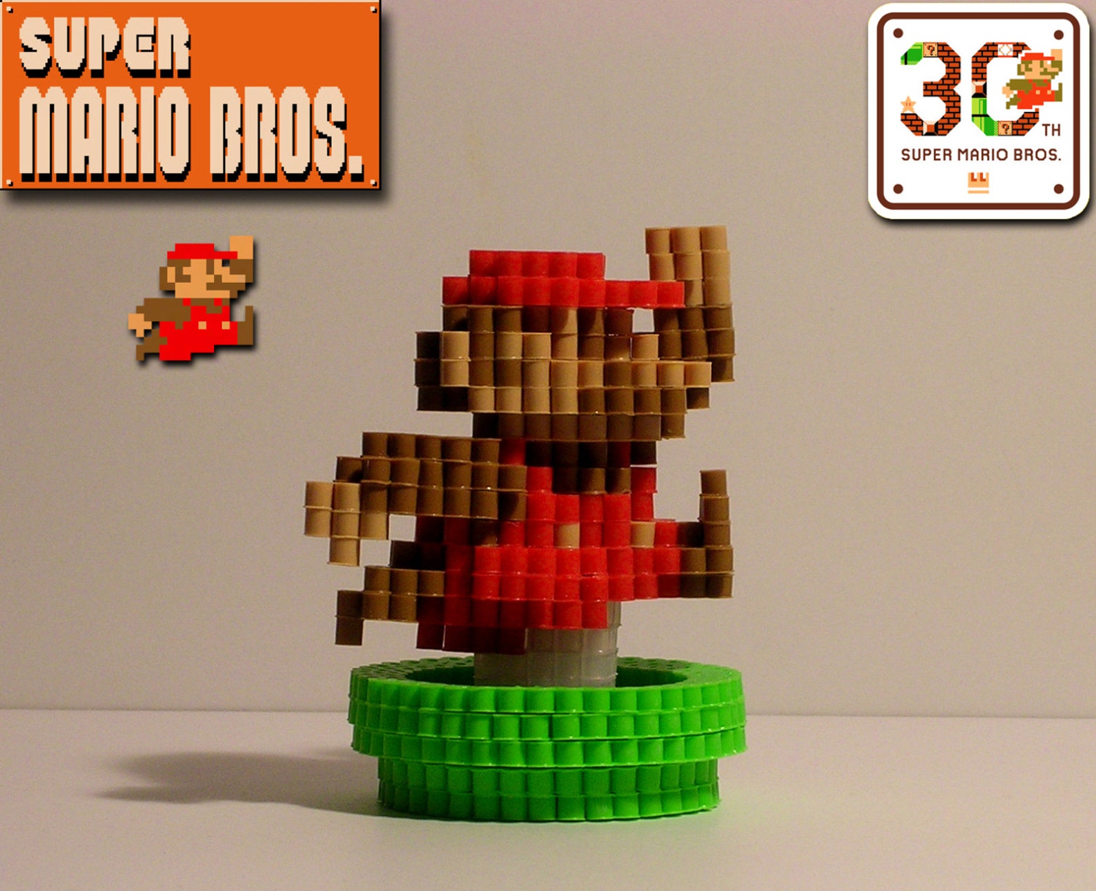 SUPER MARIO BROS. 3D Jumping Mario w/Pipe Base Stand Pixel - Etsy France