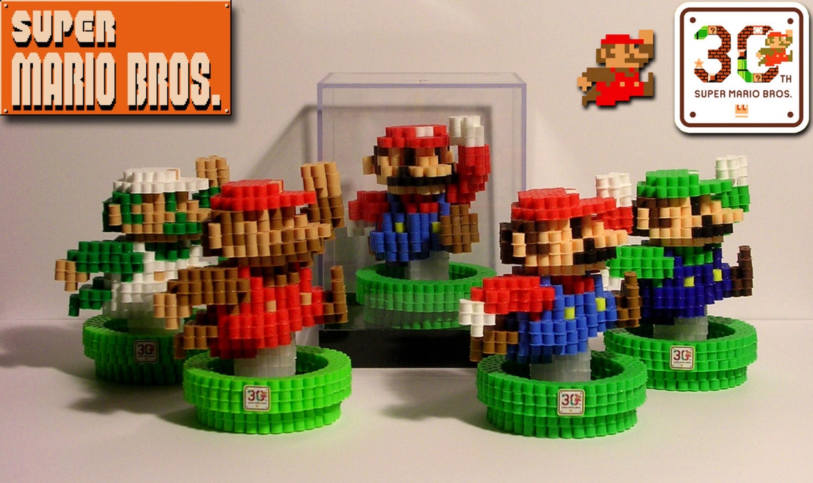 SUPER MARIO BROS. 3D Jumping Mario W/pipe Base Stand pixel - Etsy