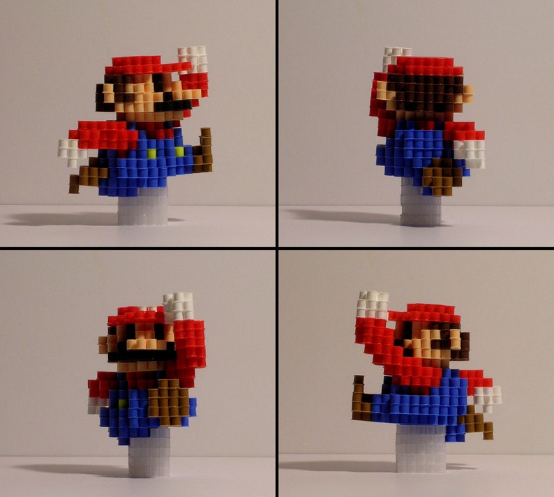 SUPER MARIO BROS. - 3D Jumping Mario W/pipe Base Stand (pixel Bead ...