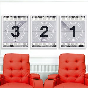 Three Movie Art Prints Black and White Movie Print Wall Art Numbers ...