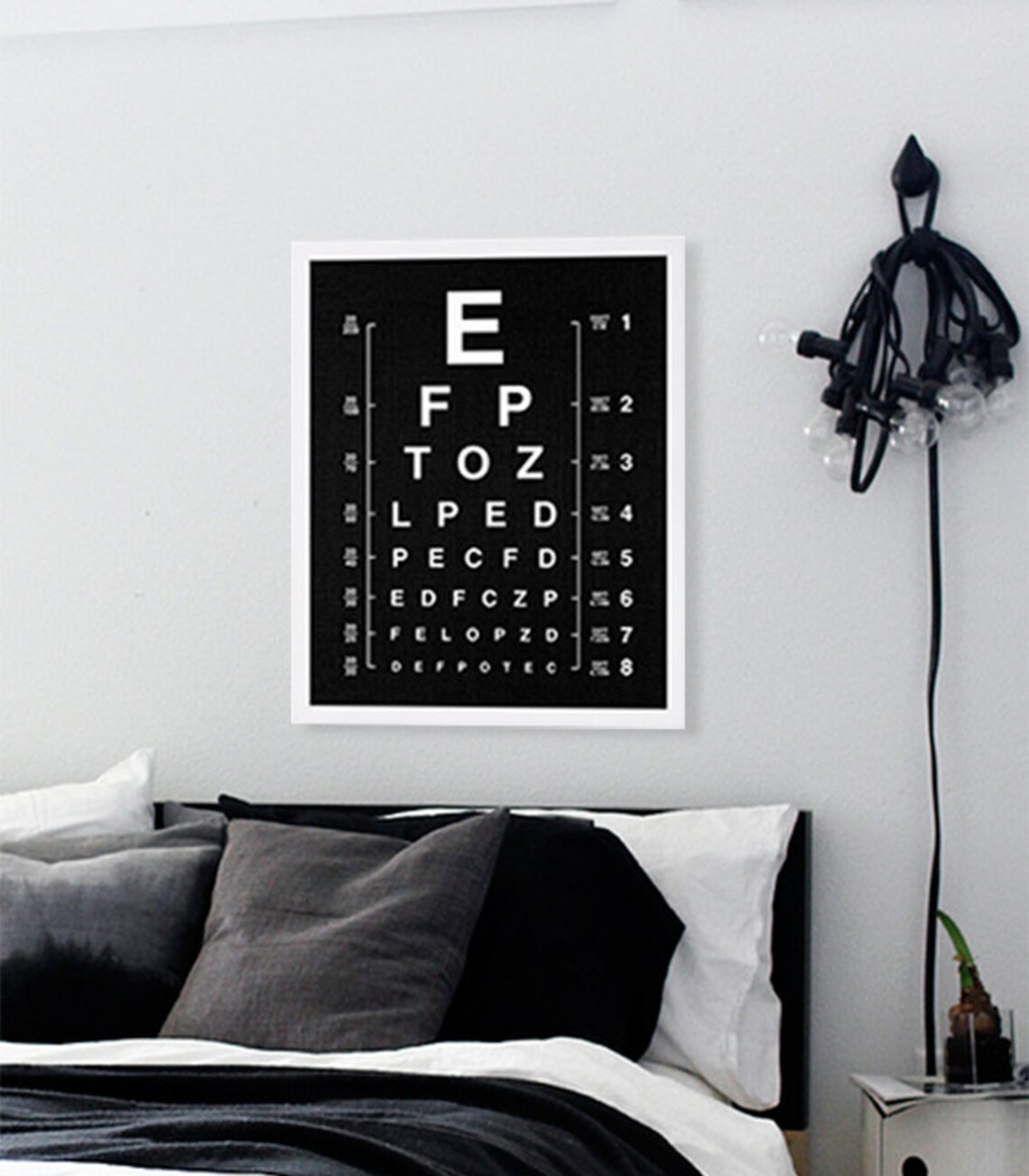 Eye Chart Print Modern Art Black and White Decor Eyechart - Etsy