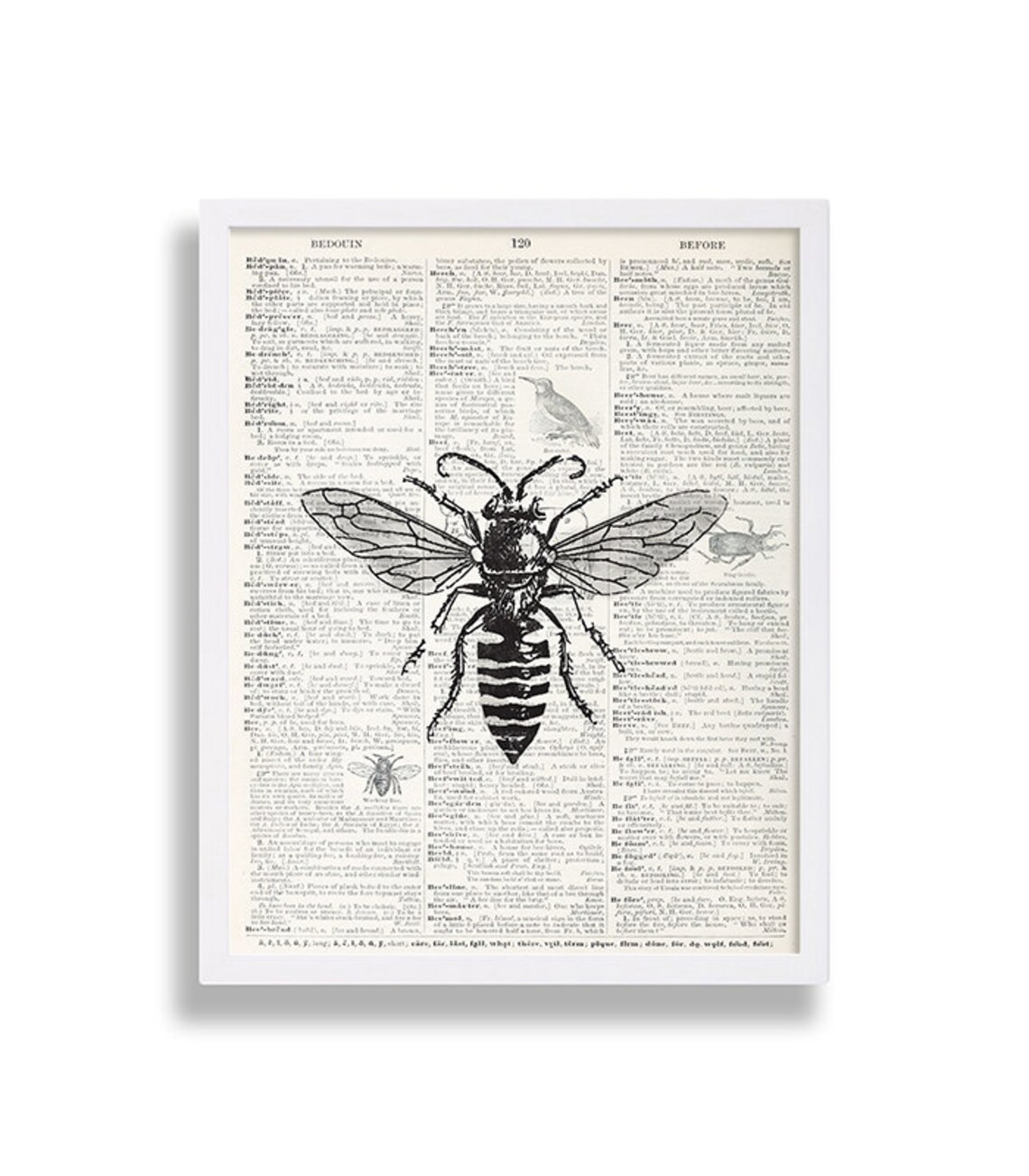 Bee Print Dictionary Page Print Vintage Art Print Old Art Book Page Art ...