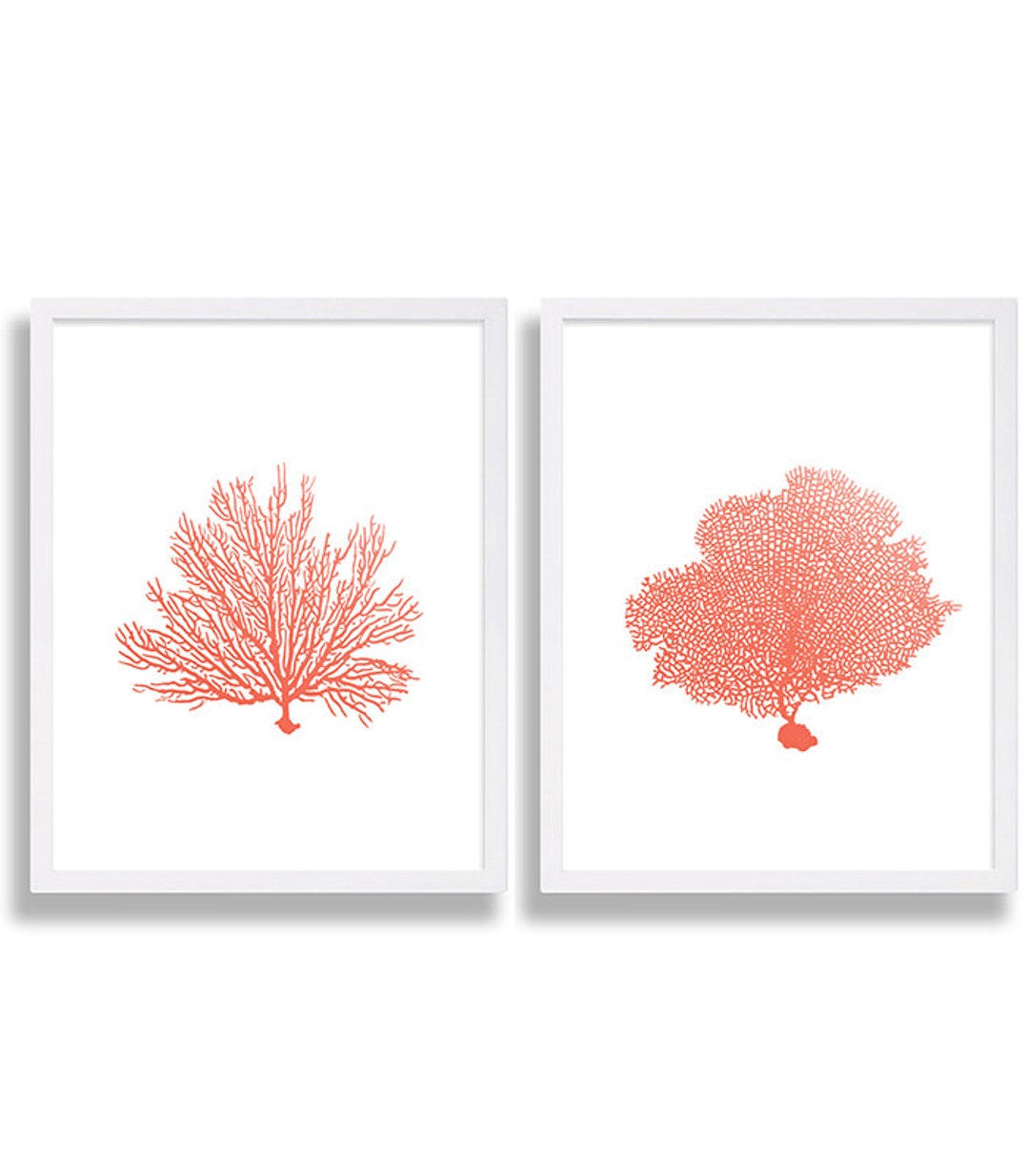 Coral Wall Art Prints Coral Color Decor Coral Prints Water Color Art ...