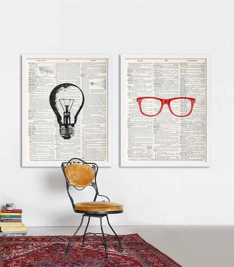 Dictionary Prints Set of Two Prints Large Art College Posters - Etsy