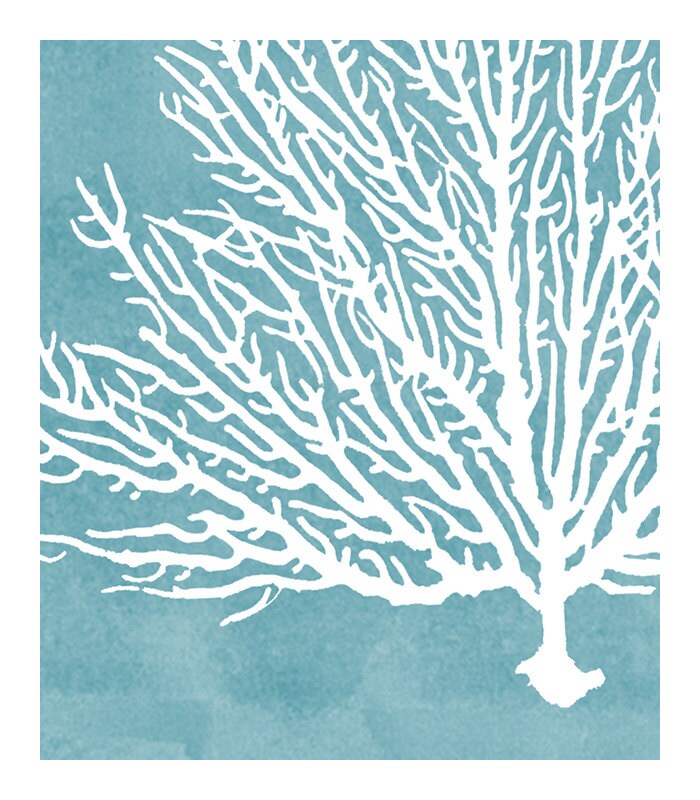 Coral Art Prints Teal Blue Prints Coral Prints Water Color Art Living ...