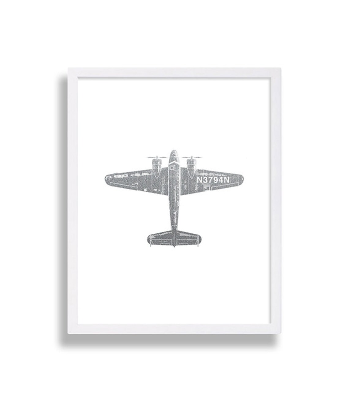 Faux Silver Foil Art Print of Airplane Silver Prints Modern - Etsy