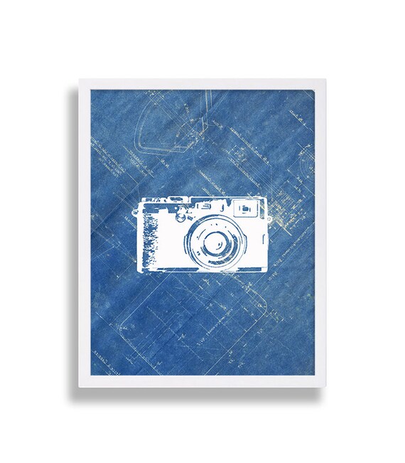 Camera Art Print Gift for Photographer Blueprint Art Home | Etsy