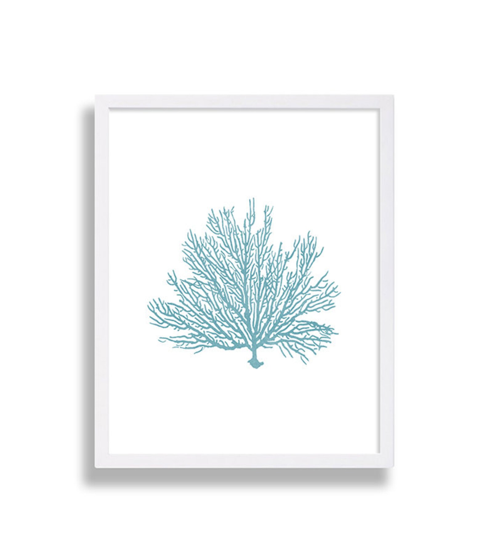 Blue Coral Print Beach Cottage Decor Blue Wall Decor Coral Art - Etsy ...