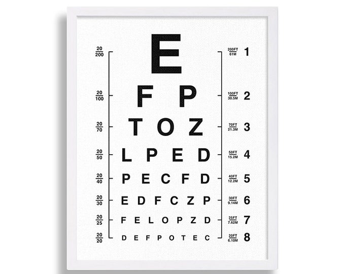 Eyechart Art Print Eye Chart Print Modern Art Black and White Decor ...