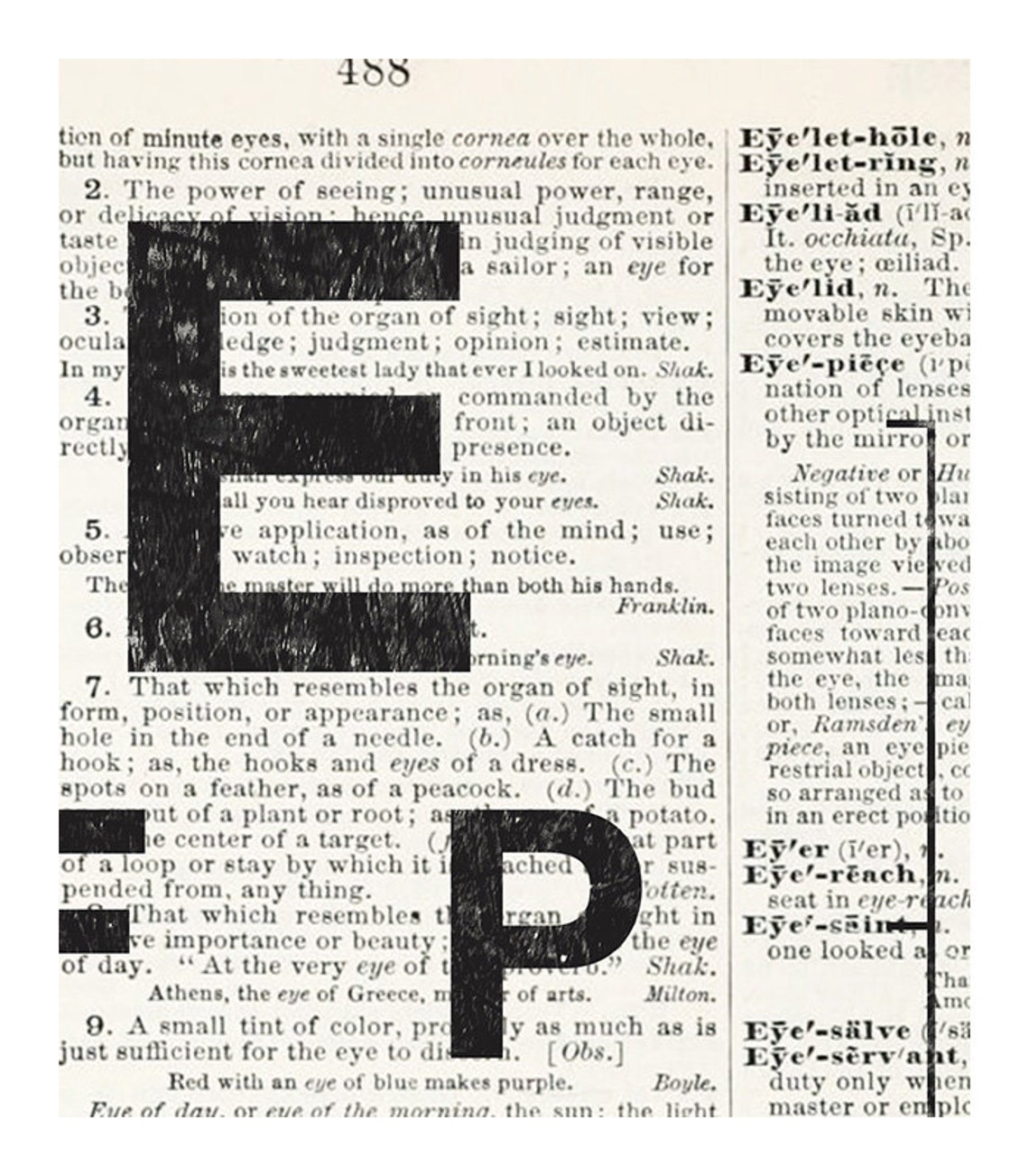 Antique Book Page Eye Chart on Eye Dictionary Art Print Page Book Page ...