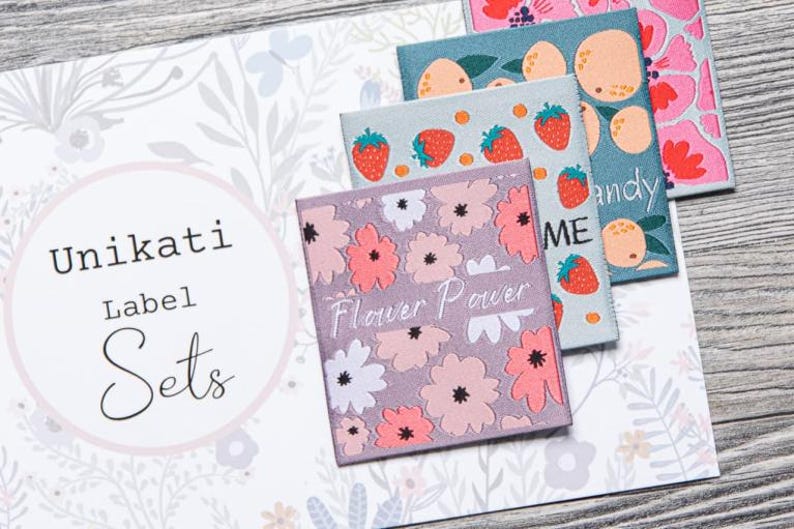 Woven Label Set Made From Recycled Polyester "fruits and Flowers" for ...