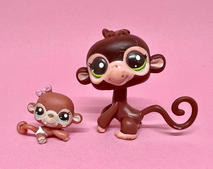 Littlest Pet Shop LPS Pair / Monkey 'mommy #2670 and Baby #2671 ...