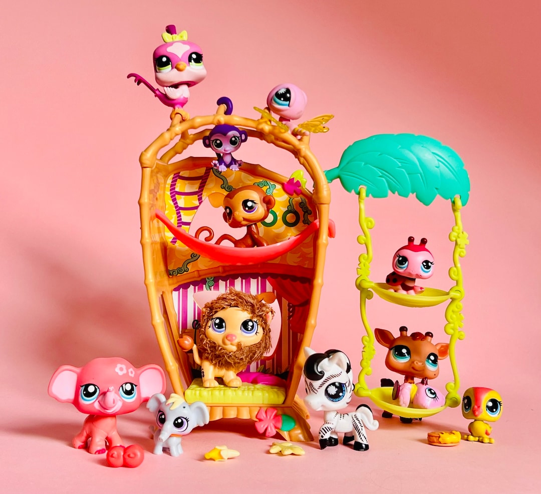 LPS Littlest Pet Shop Authentic Tropical Wild Animals Playset With 12 ...