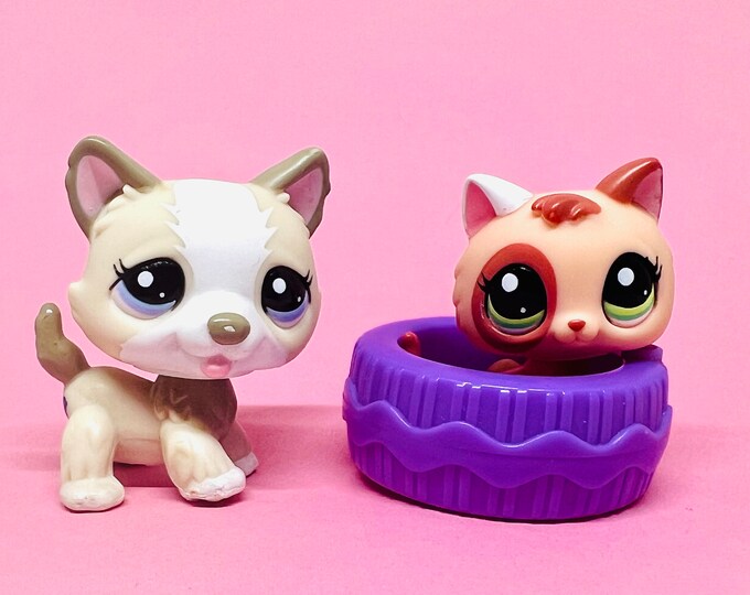 Littlest Pet Shop LPS Pets Pair Husky #1817 and Kitten #1818 ...