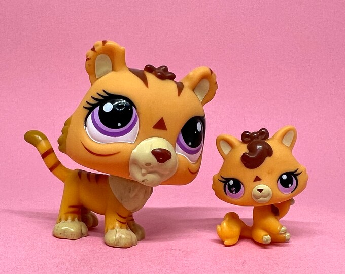 Littlest Pet Shop LPS Pair / Tiger 'mommy 3593 and Baby 3594 ...