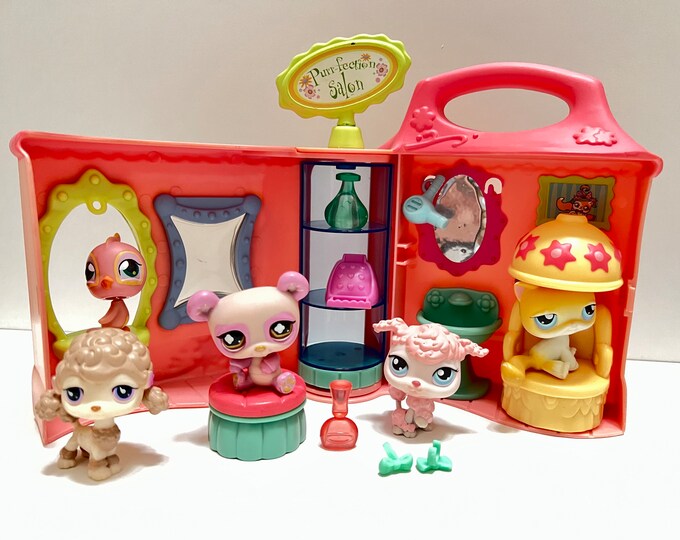 Littlest Pet Shop Authentic LPS Purr-fection Hair Salon With 5 Pets ...