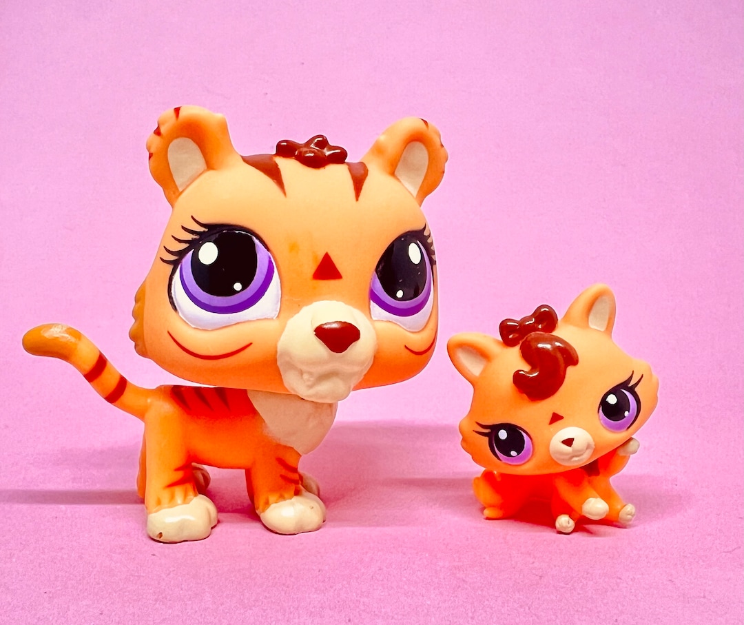 Littlest Pet Shop LPS Pair / Tiger 'mommy 3593 and Baby 3594 ...