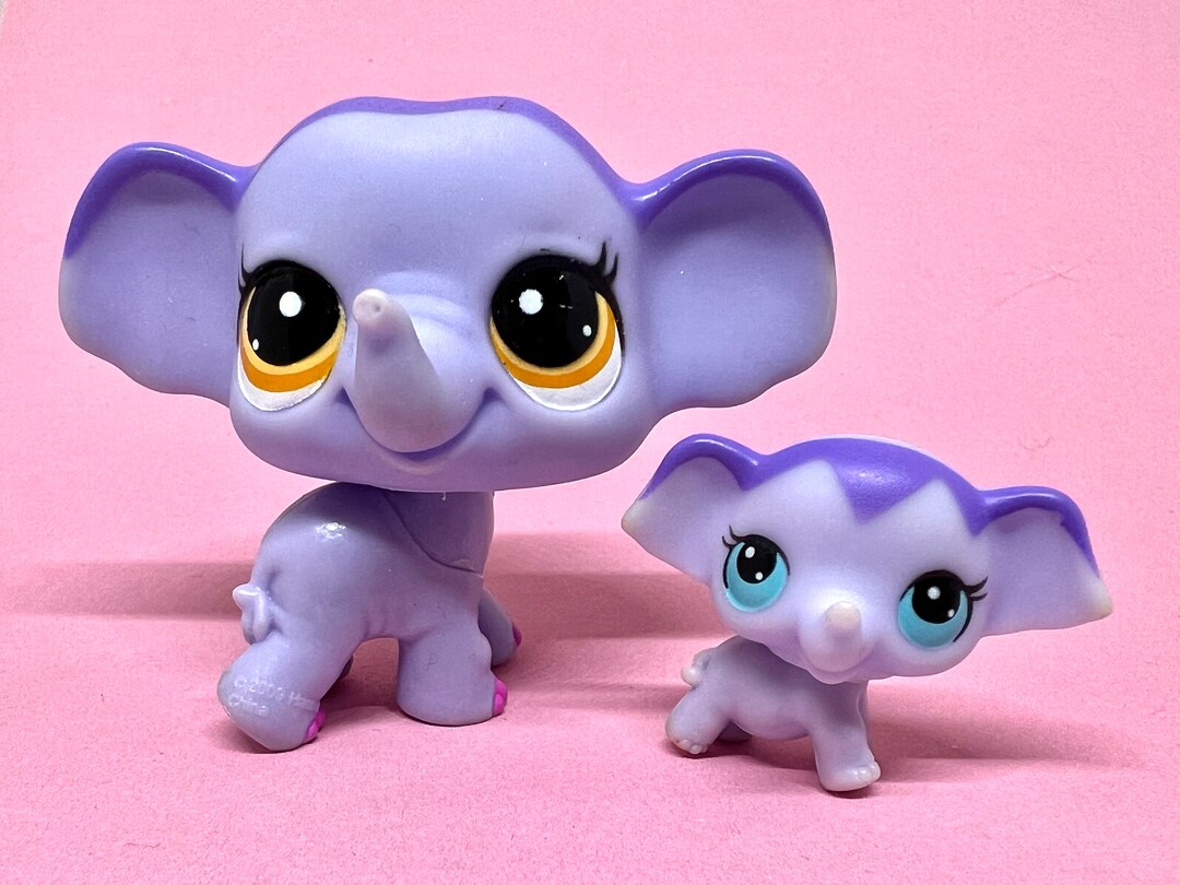 Littlest Pet Shop LPS Cutest Pets Mommy and Baby Elephant 3597 3598 ...