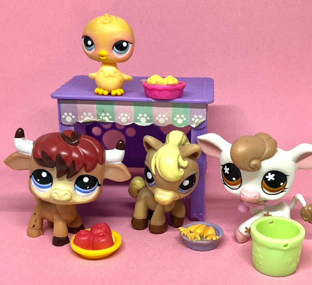 Littlest Pet Shop Authentic LPS Farm Animals: Bull 2522, Horse, Cow and ...
