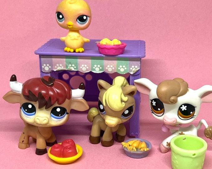 Littlest Pet Shop Authentic LPS Farm Animals: Bull 2522, Horse, Cow and ...