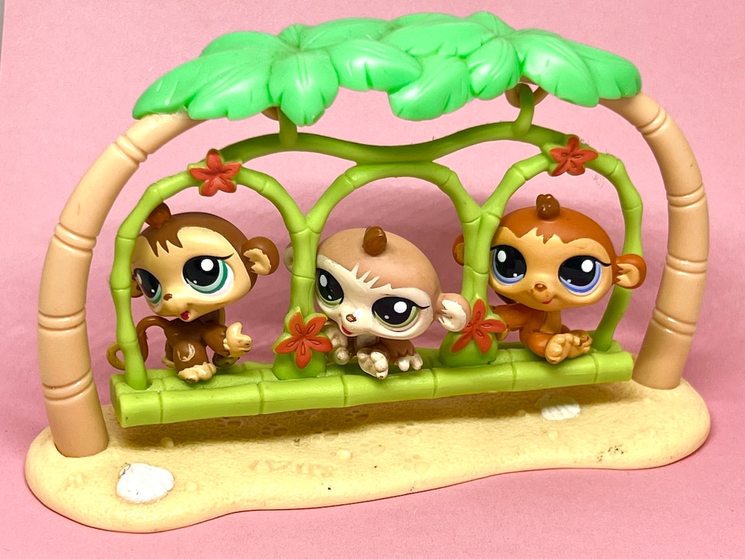 LPS Littlest Pet Shop Authentic Triplets Monkeys #1551 #1552 #1553 ...