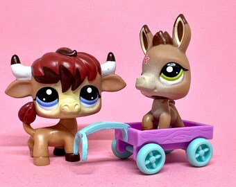 Littlest Pet Shop Authentic Farm Animals Bull 2522 and Donkey - Etsy