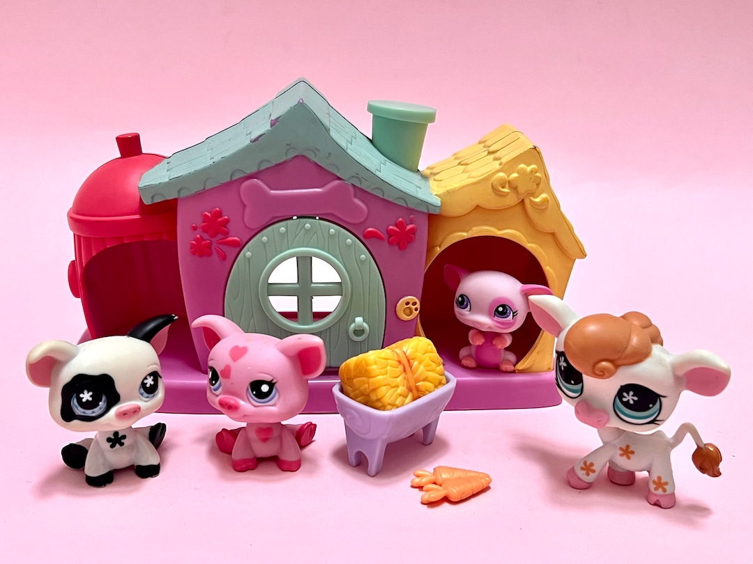 LPS Littlest Pet Shop Authentic Farm Animals: Cow, Pigs and Mouse With ...