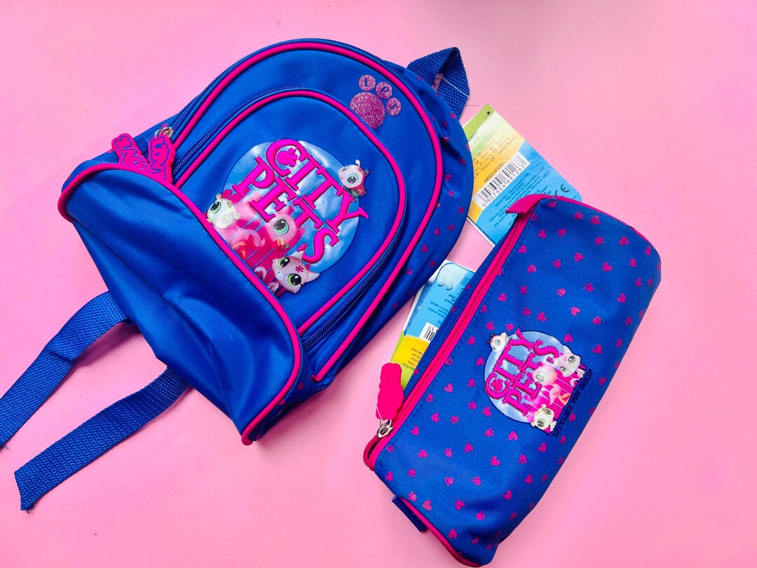 LPS Vintage Littlest Pet Shop EURO Blue Mini Backpack and Pencil Case ...