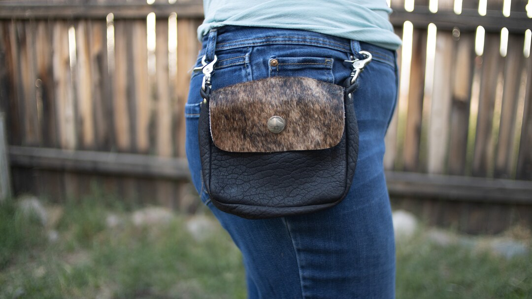 Cowhide & Bison Purse Belt Loop Gusset Hip Clip Purse - Etsy