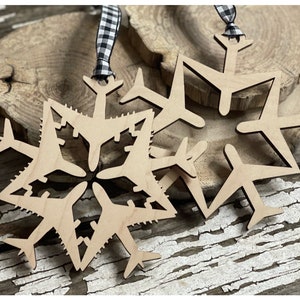 Airplane Star Tree Topper or Ornament: Aviation Snowflake Decoration ...