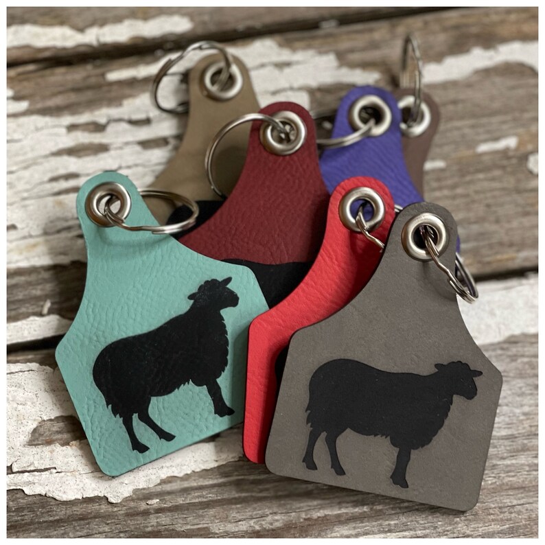 Custom Tag-shaped Leatherette Keychains: Personalized Farm Animal Bag ...