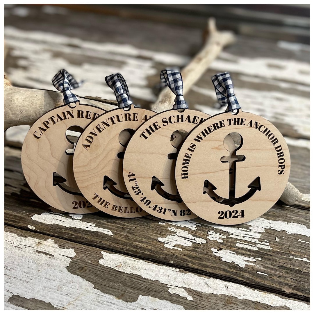 Anchor Ornament Customized With Name and Coordinates, Unique ...