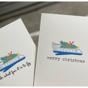 Custom Airplane With Christmas Tree Notecard: Unique Aviation Holiday ...