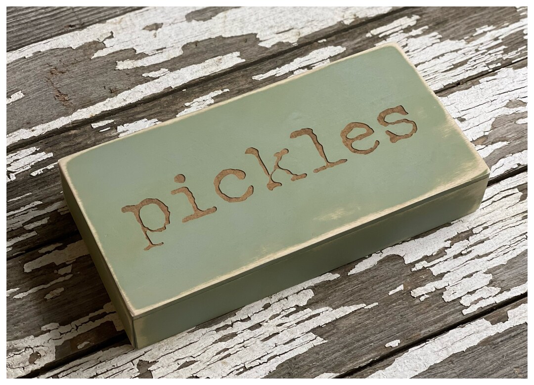 Pickles Box Sign, Distressed Wood Laser Engraved Sign, Unique Wall Art ...