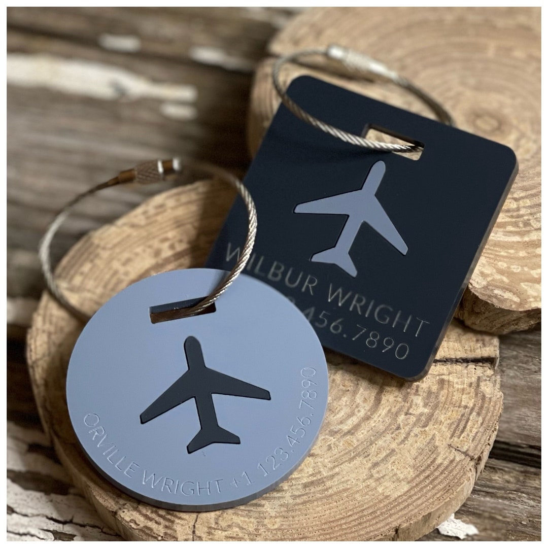 Custom Airplane Luggage Tag: Engraved Acrylic Travel Bag ID - Etsy