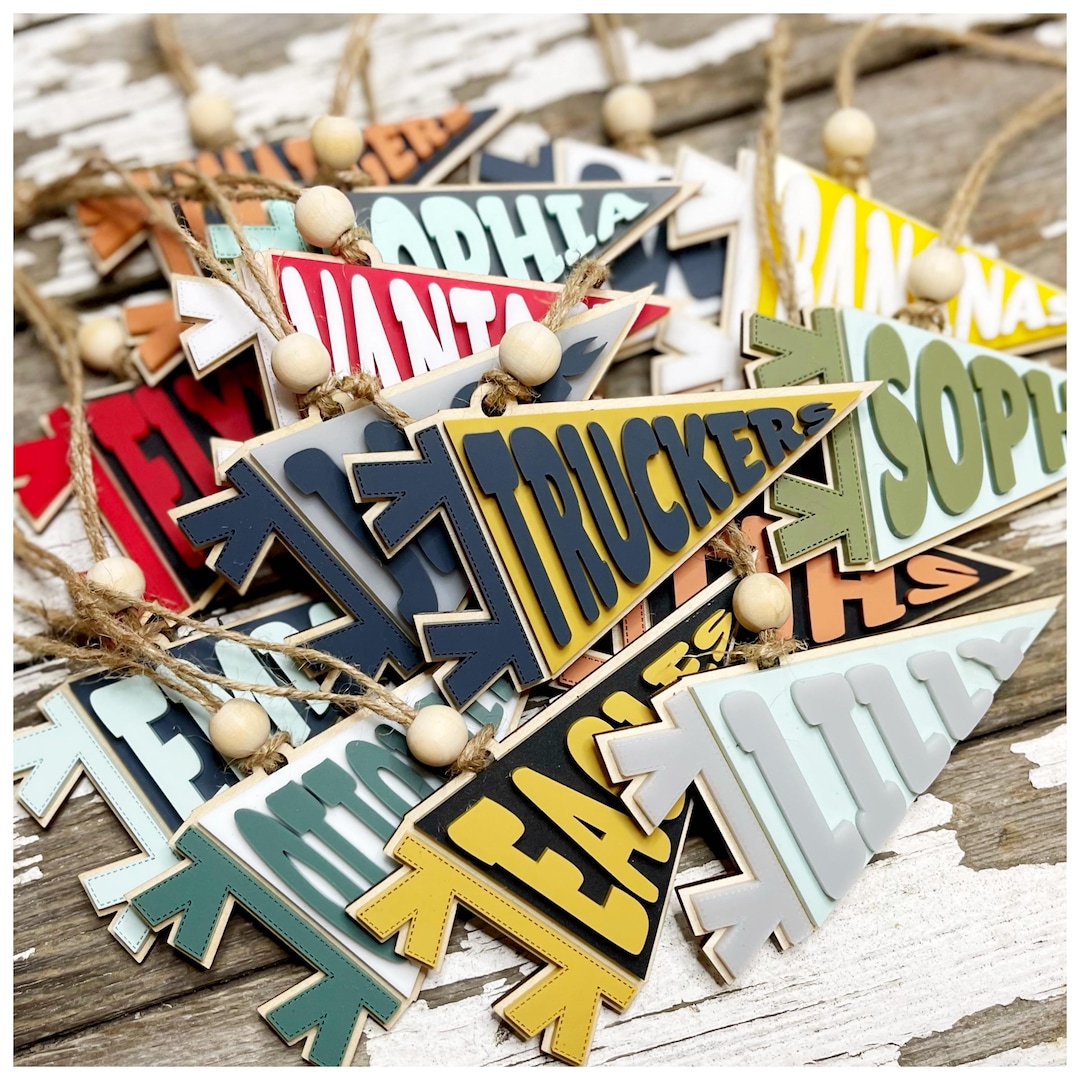 Personalized Pennant Ornament: Custom School or Team Christmas Keepsake ...