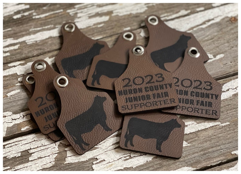 Custom Tag-shaped Leatherette Keychains: Personalized Farm Animal Bag ...