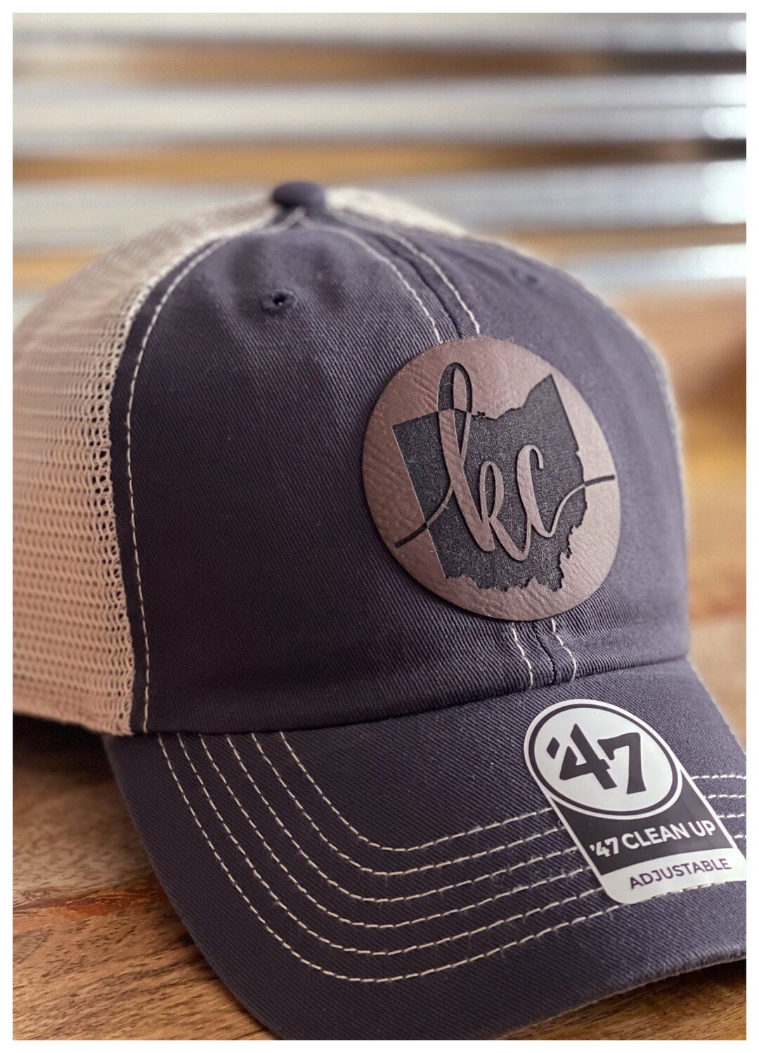 Your Company Logo Leatherette Patch Hat, Ball Cap With Vegan Leather ...