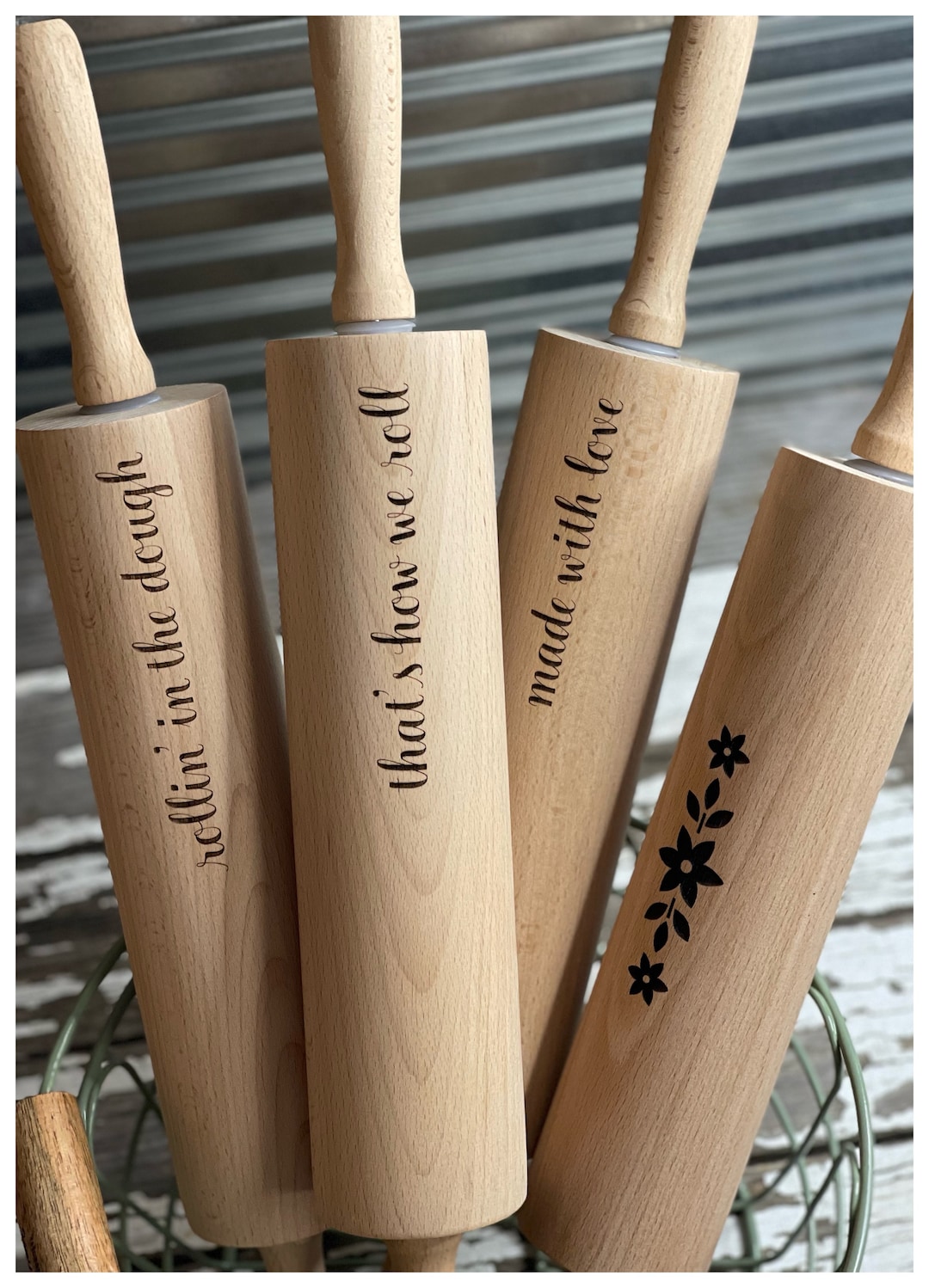 Personalized Wood Rolling Pin: Engraved Full-size Pin With Custom ...