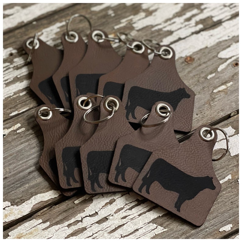 Custom Tag-shaped Leatherette Keychains: Personalized Farm Animal Bag ...