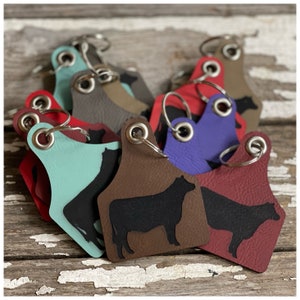 Custom Tag-shaped Leatherette Keychains: Personalized Farm Animal Bag ...