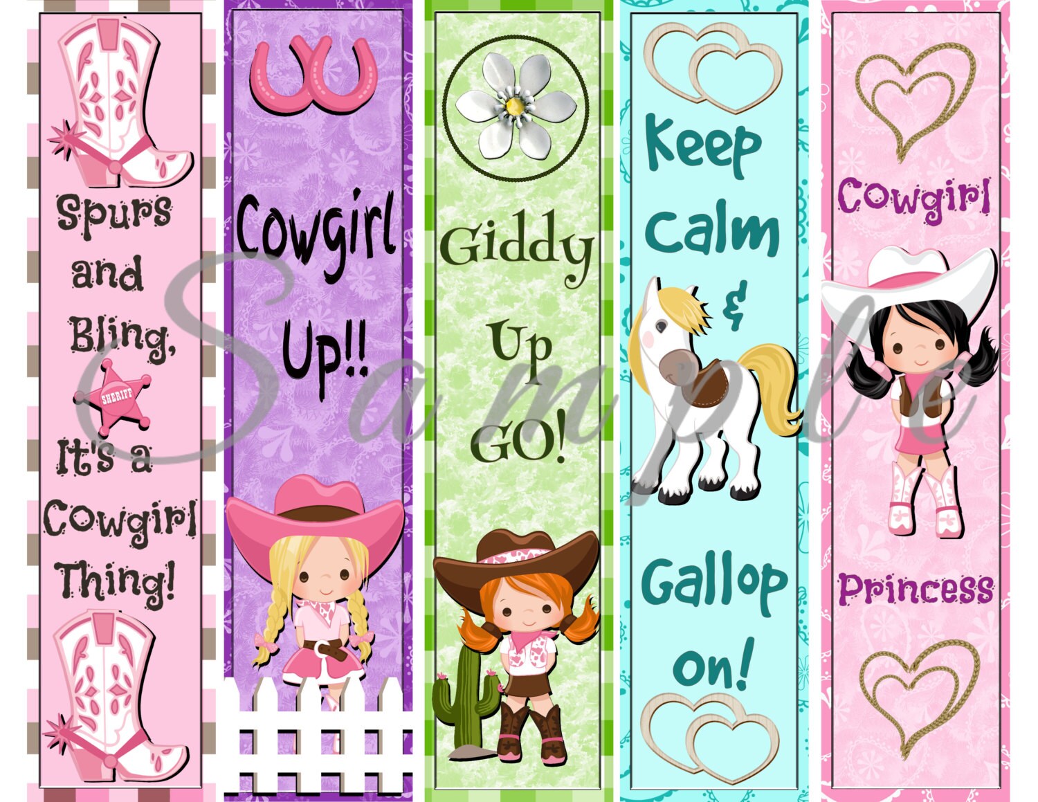 Cowgirl Party Favor Bookmarks Digital Printable Instant | Etsy