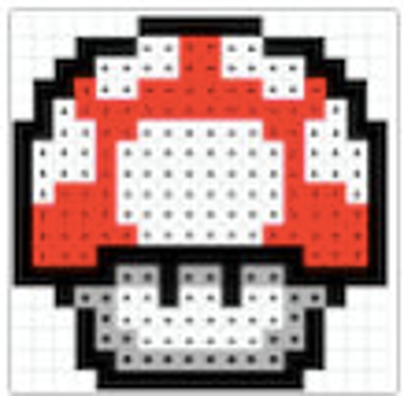 Super Mario Mushroom Cross Stitch Pattern / Pixel Art beginner Pattern ...