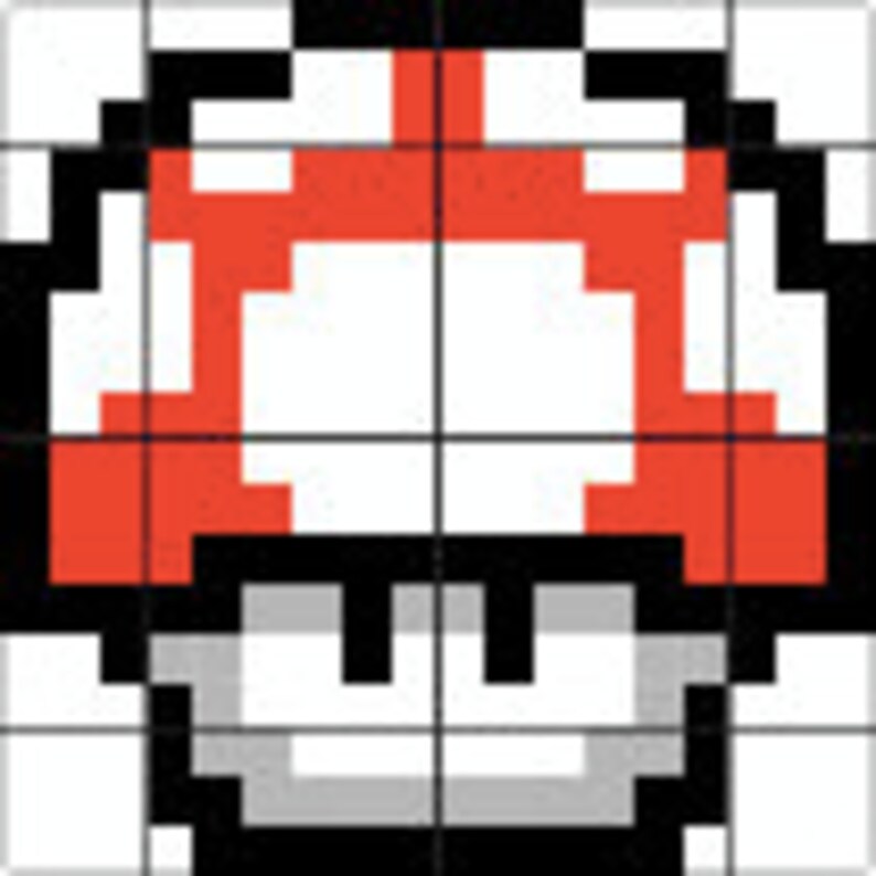 Super Mario Mushroom Cross Stitch Pattern / Pixel Art beginner Pattern ...