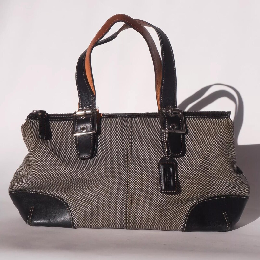 Vintage COACH Checkered Tweed and Leather Shoulder Bag - Etsy